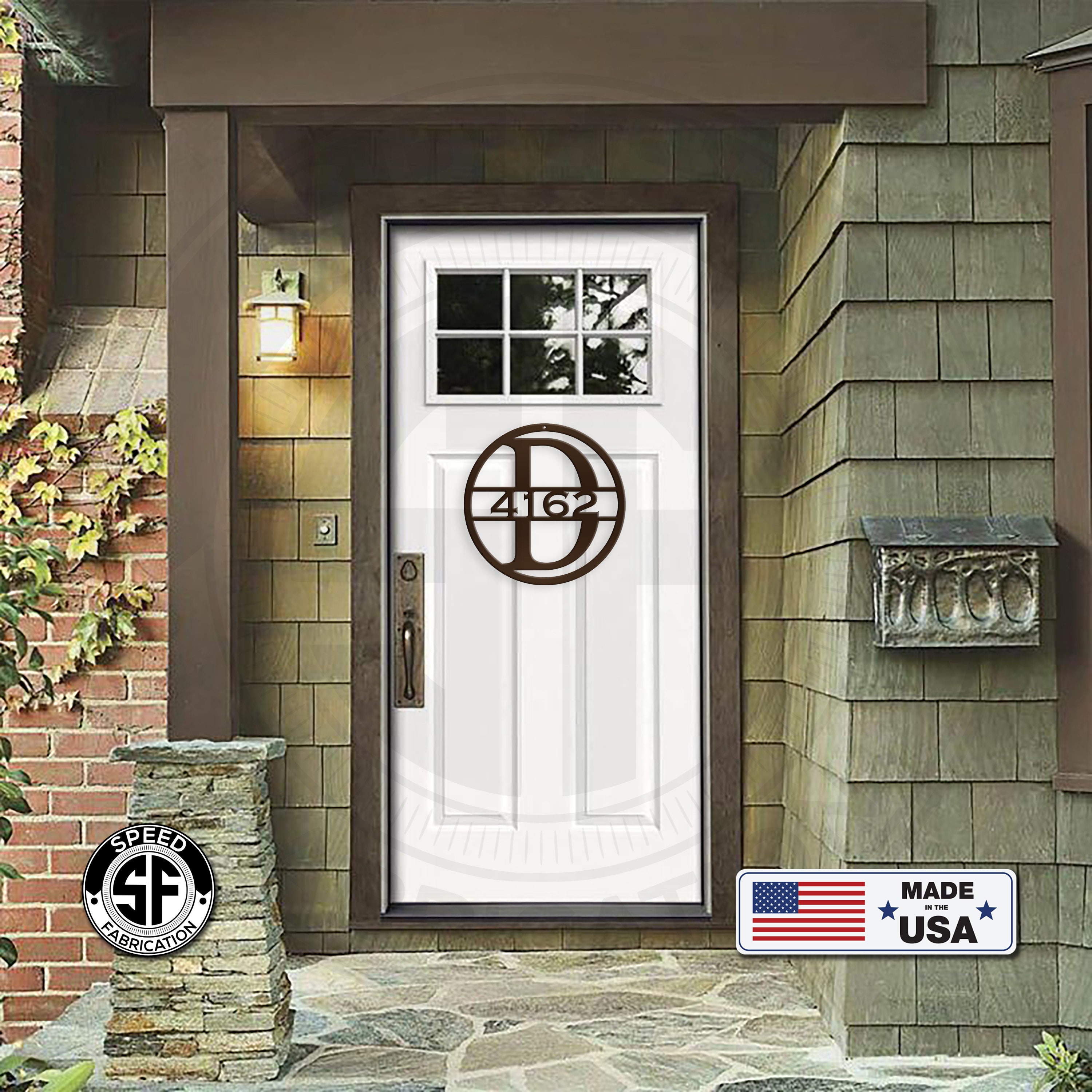 Custom Round Monogram Housee Number Metal Sign - Etsy