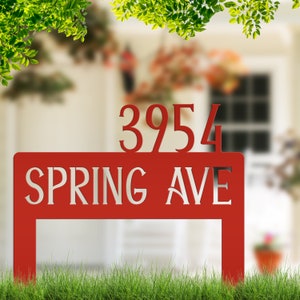 Address Yard Stake Metal Sign, Customized Outdoor Heavy Duty Powder ...