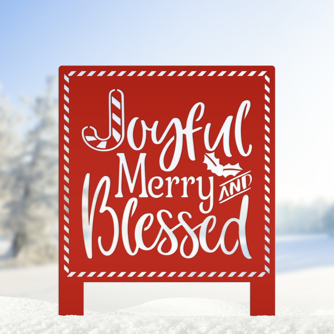 Outdoor Christmas Decor, Metal Holiday Yard Stake, Festive Christmas ...