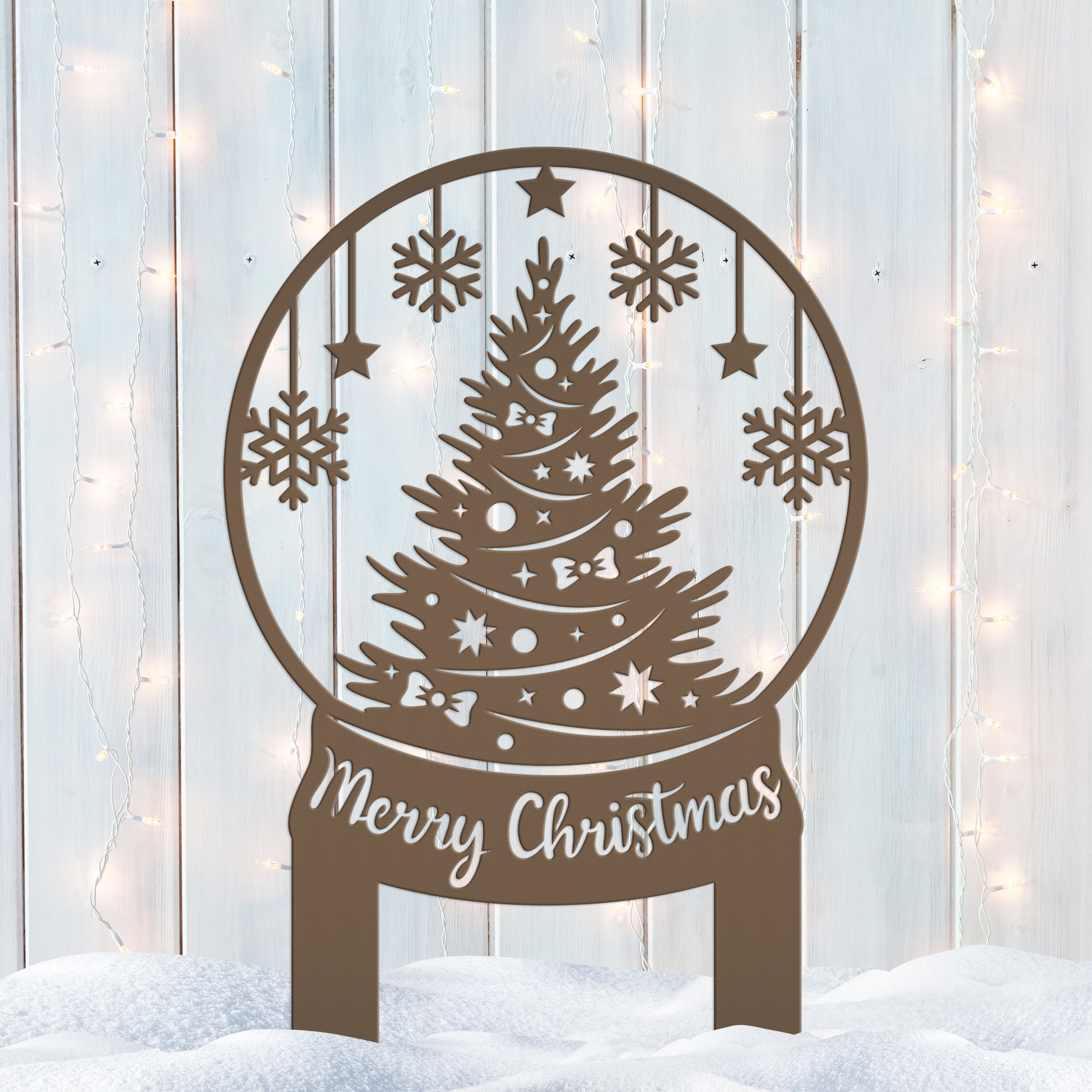 Metal Snow Globe Yard Stake, Holiday Decor, Christmas Globe Decoration ...