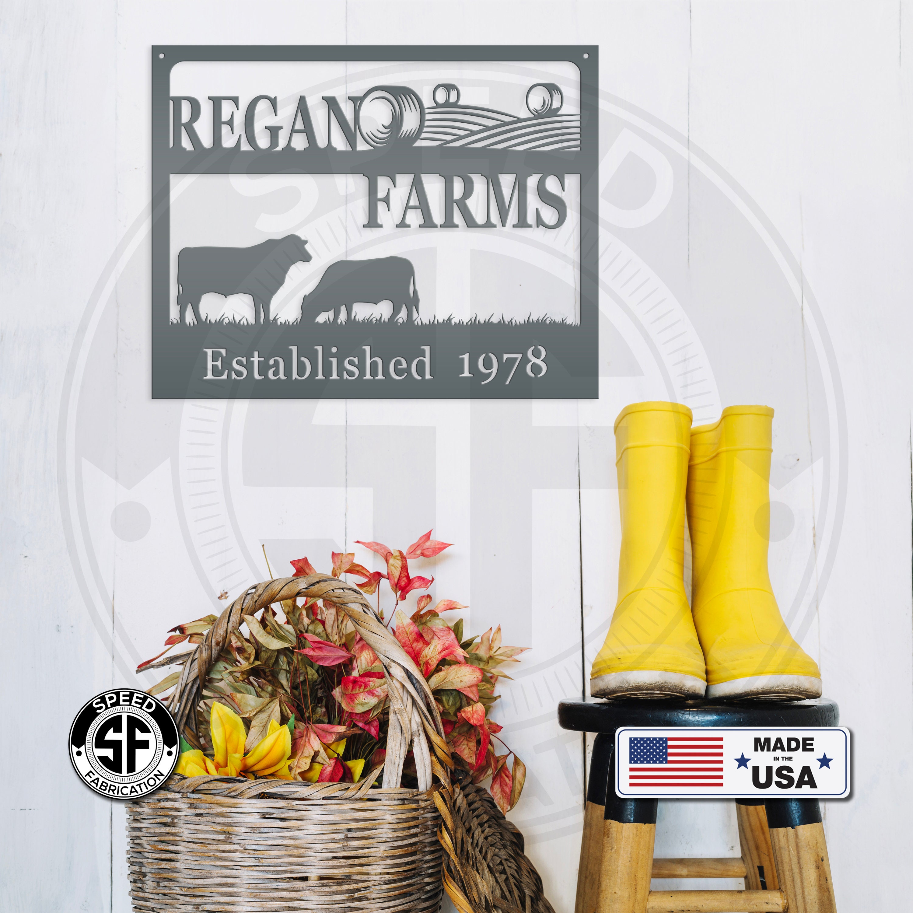 Personalized Square Farm Name and Established Date With Cows - Etsy