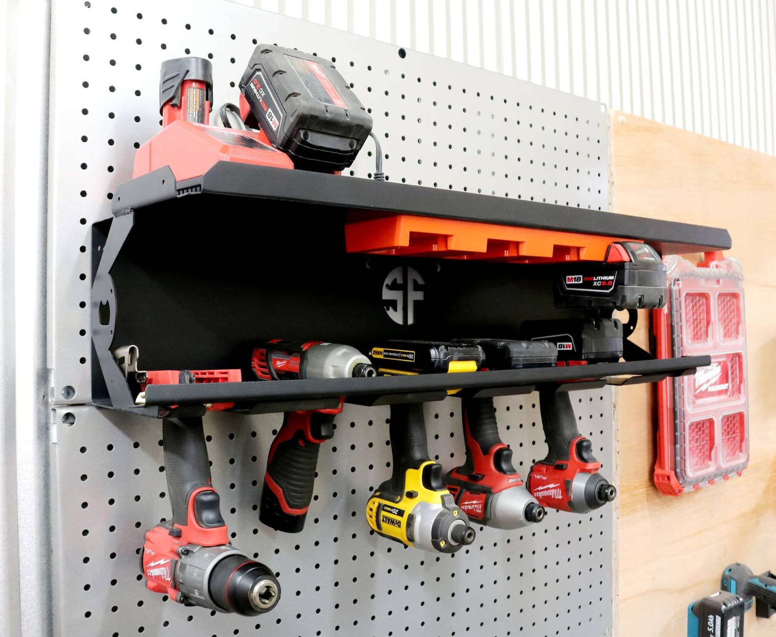 Work Trailer Cordless Drill Rack With Locking Bar and Battery Rack ...