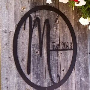 Monogram Established Date Wall hanging Black letter sign | Etsy