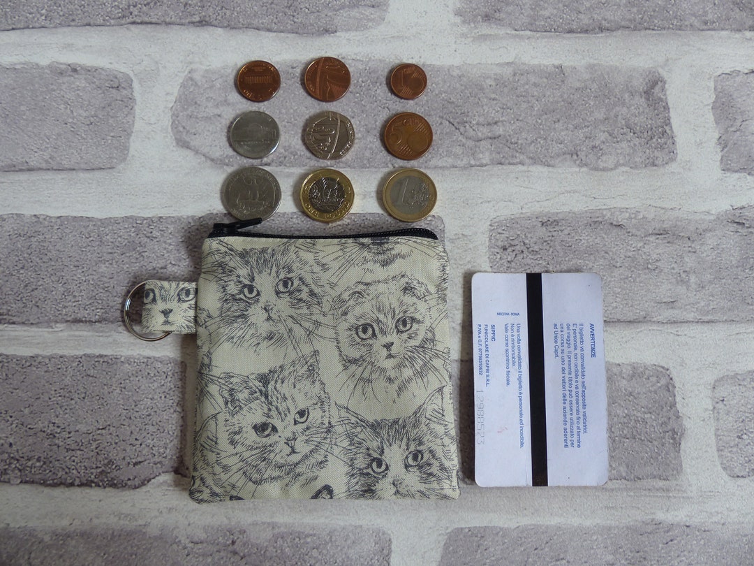 Handmade Cat Face Print Coin Purse | Fabric Coin Purse, Cat Coin Purse ...
