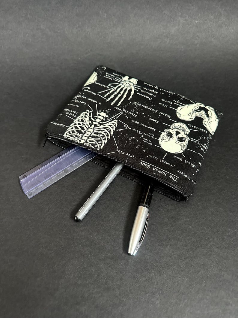 Skull Pencil Case, Skull Makeup Bag, Anatomy Bag, Skeleton Bag, Glow in ...