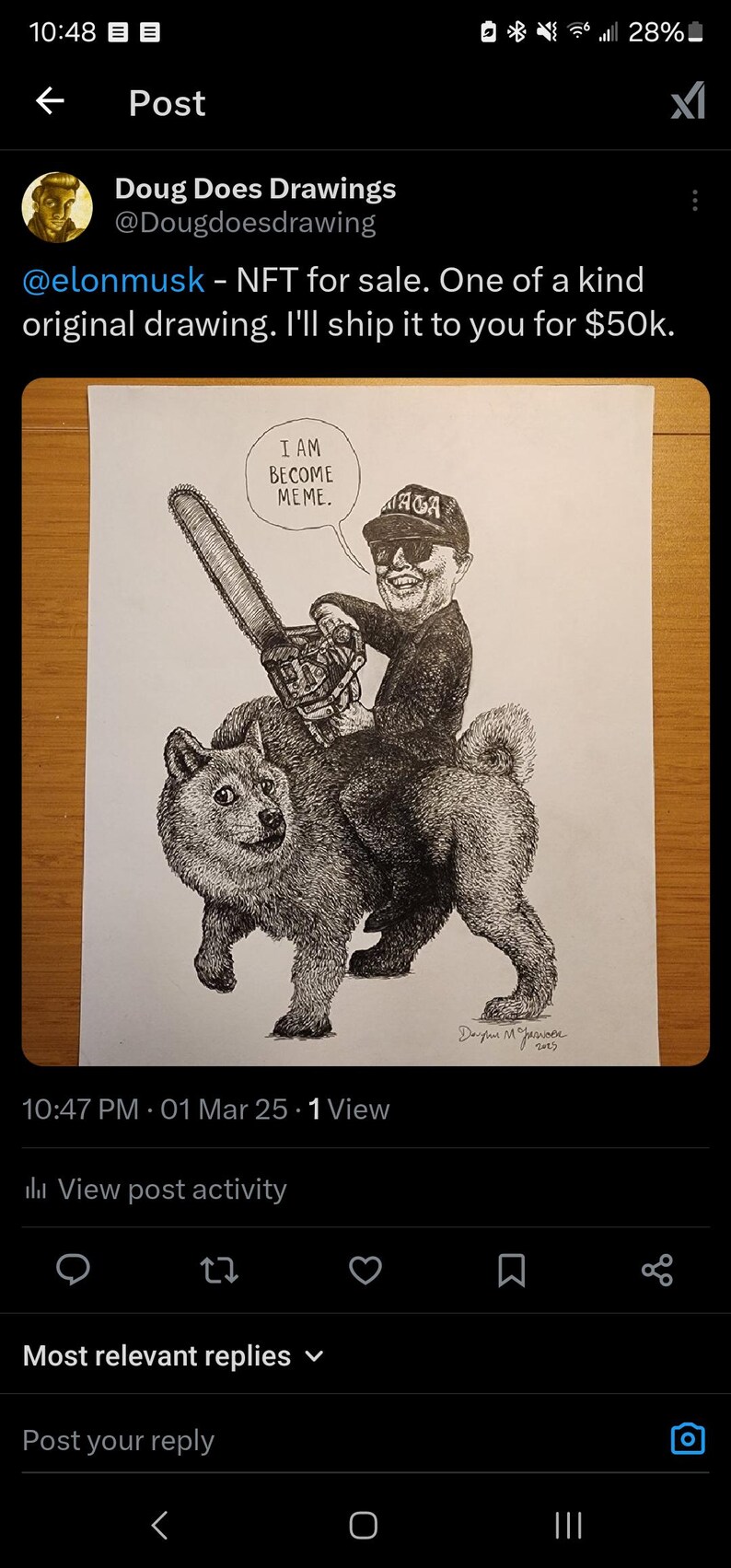 Elon Musk "i Am Become Meme" Original Pen and Ink Drawing "nft" - Etsy