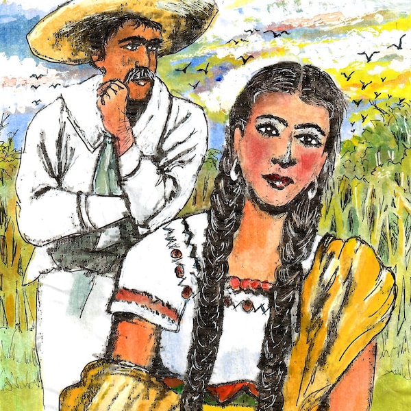 Mexican Couple Art - Etsy