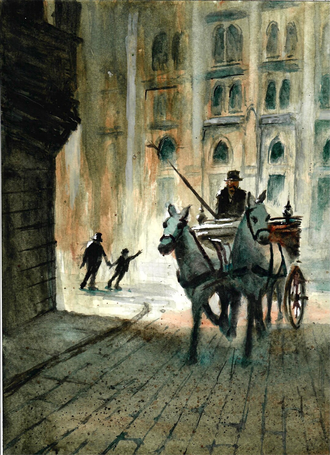 English Horse and Buggy Watercolor Art Print: London Street Scene - Etsy