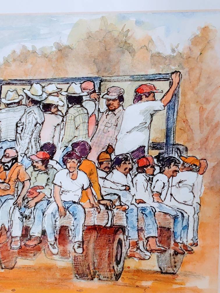 Farm Workers Riding to Work, Farm Laborers Art Print, Farm Workers Art ...