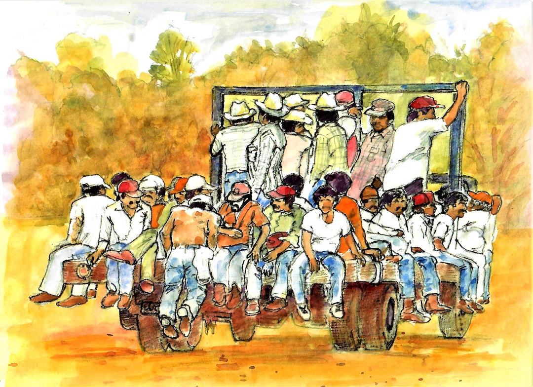 Farm Workers Riding to Work, Farm Laborers Art Print, Farm Workers Art ...