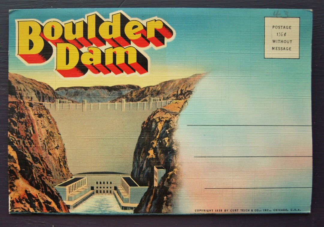 Boulder Dam Vintage Souvenir Foldout Folder Postcards - Etsy