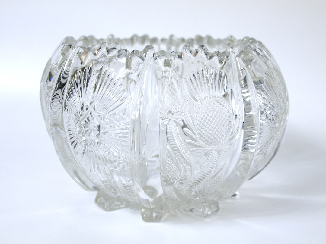 Antique EAPG BRYCE HIGBEE Paneled Thistle Star of David Pinwheel Footed ...