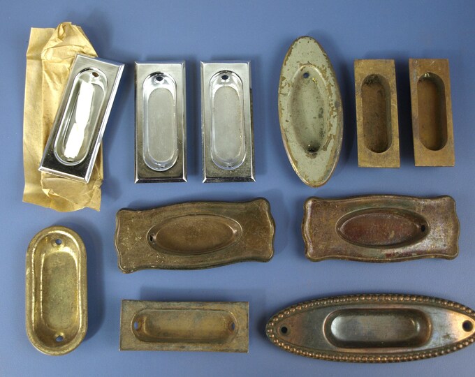 Antique Vintage Window Sash Recessed Lift Pulls - Assorted Lot of 11 - Pocket Door Recessed ...