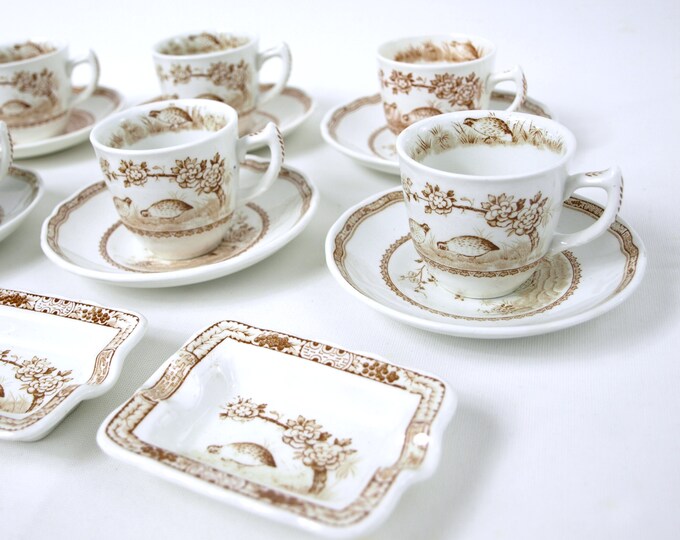 Antique Furnivals Quail 1913 - 8 Demitasse Cups & Saucers and 4 ...