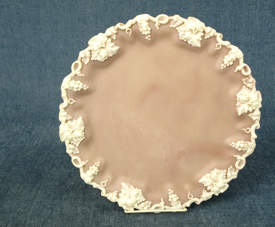 Vintage Genuine Incolay Pink Stone Handcrafted Serving Pie Plate / Tray ...