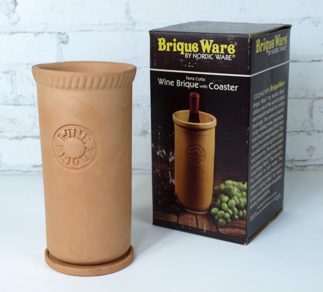 Vintage Brique Ware by Nordic Ware Terra Cotta Wine Brique W/ Coaster ...