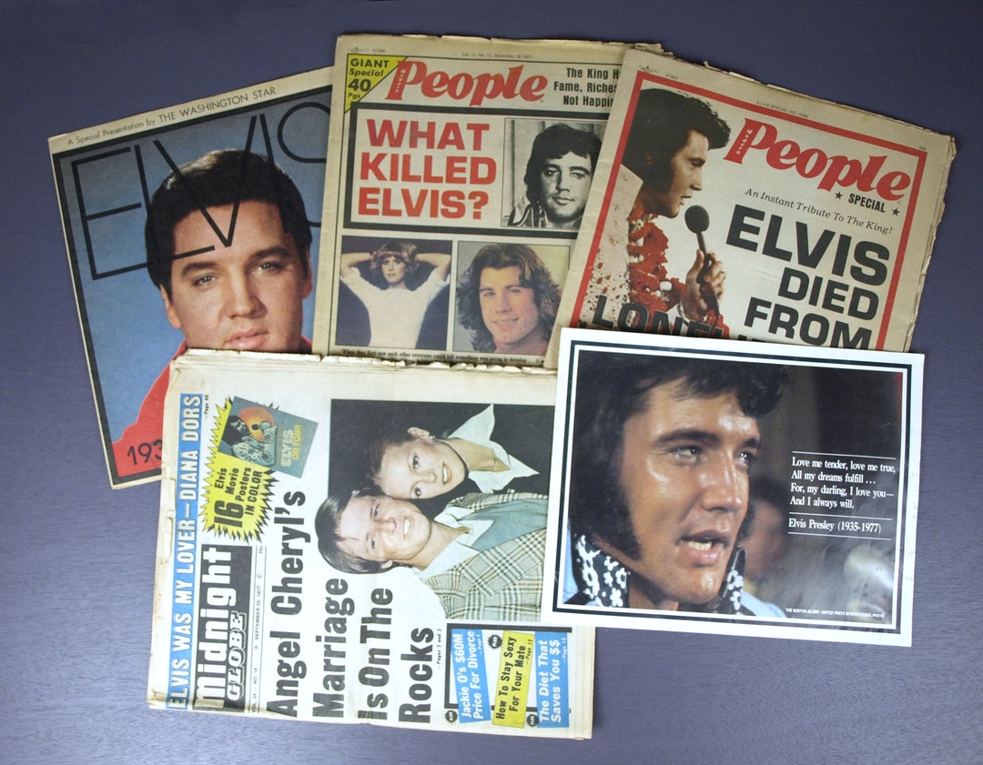 Elvis Presley Tabloid News Lot, Circa 1977 - 5 Pieces Included - Good ...