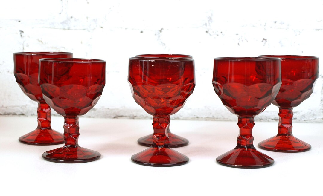 Vintage Viking Glass Georgian Ruby 6 Cocktail / Wine / Port Stemmed ...