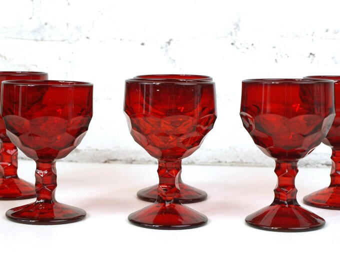 Vintage Viking Glass Georgian Ruby 6 Cocktail / Wine / Port Stemmed ...