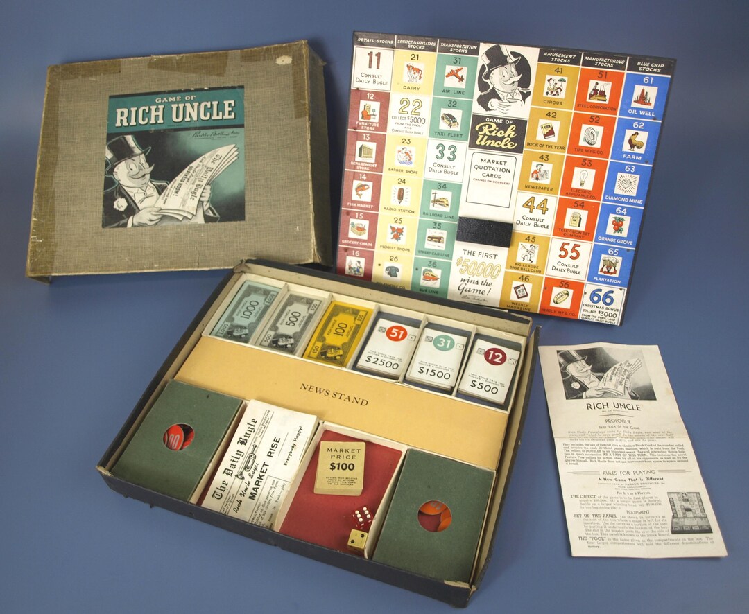 Vintage Rich Uncle 1946 Monopoly Pre-game Board Game in Brown Box by ...