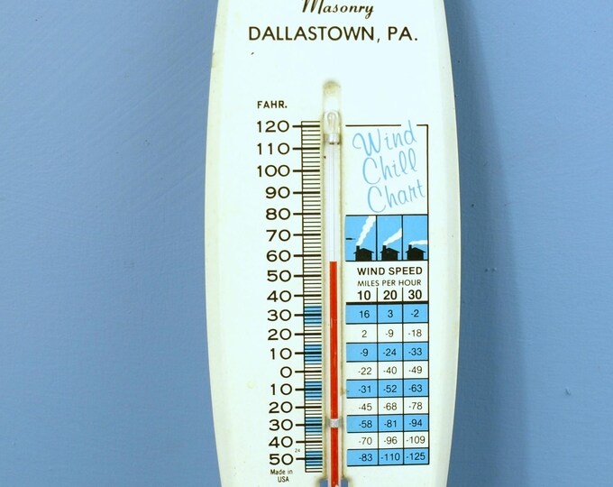 Vintage Advertisement Side Mount Thermometer W/ Wind Chill Chart Made ...