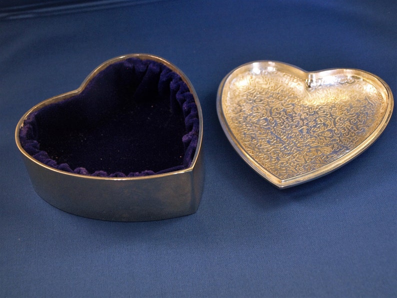 Vintage Silver Plate Heart Shaped Jewelry/ Keepsake Box With - Etsy