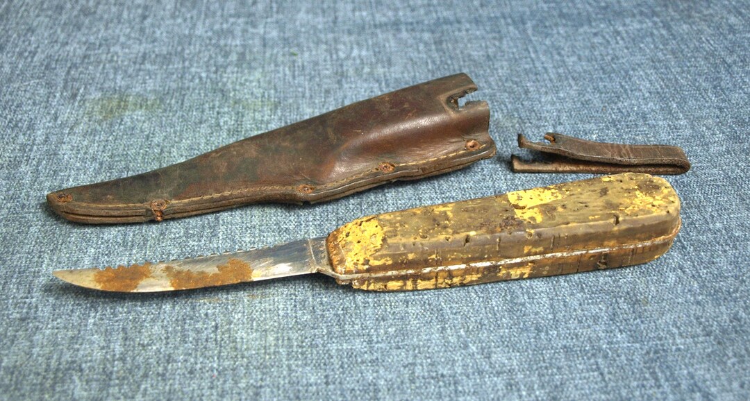 Vintage German Cork Handle Fish Scale Filet Knife With Leather Sheath ...