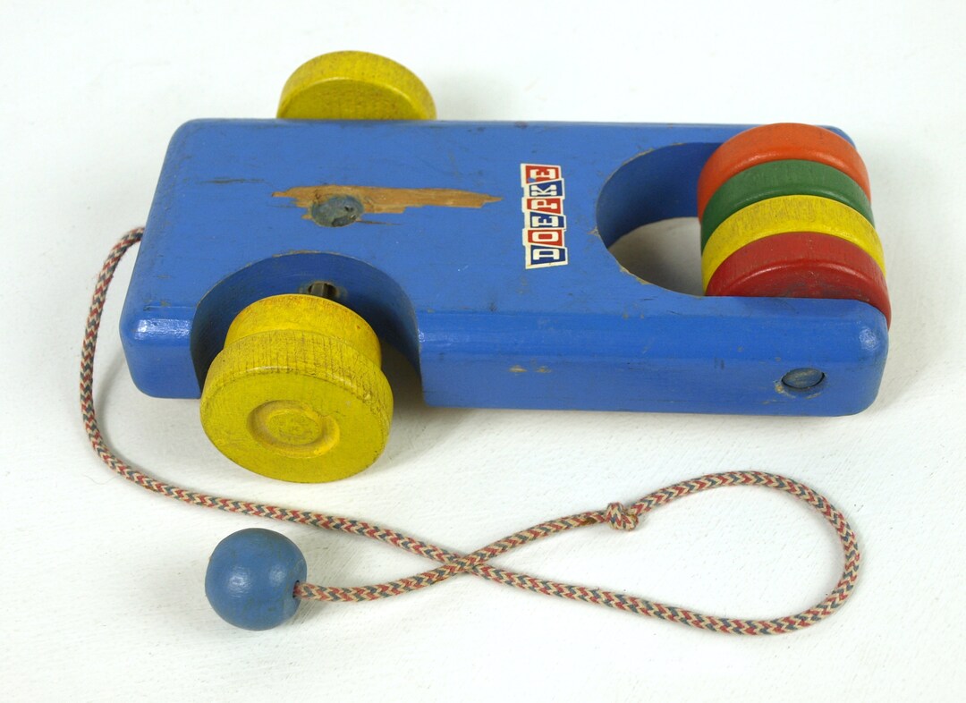 RARE Vintage DOEPKE Toys Wooden Pull Toy on Wheels, Circa 1950's ...