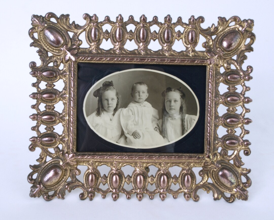 Antique Edwardian Picture Frame, Cast Metal W/ Easel Back - Circa Early ...