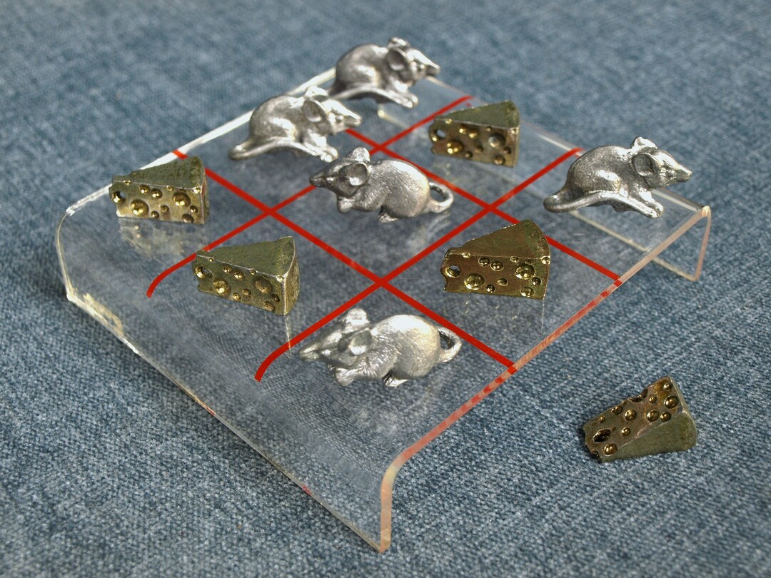 Vintage Metzke 1985 Mouse and Cheese Tic Tac Toe Game Lucite Board and ...