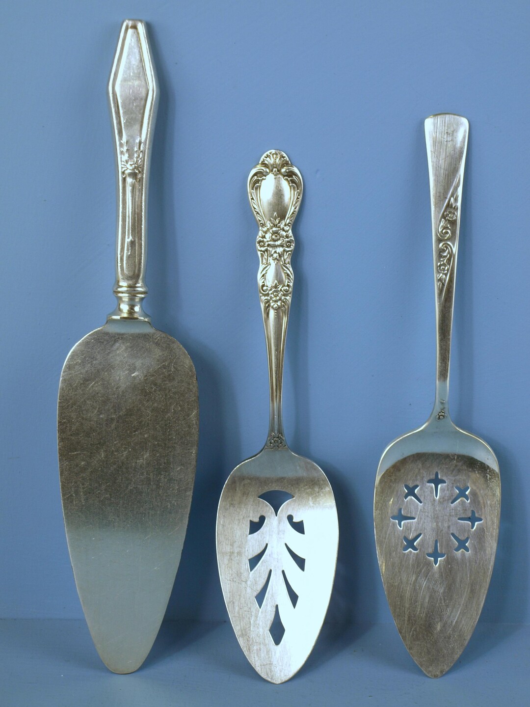 Vintage / Antique Silver Plated Pie & Cake Servers, Mix-matched Set of ...