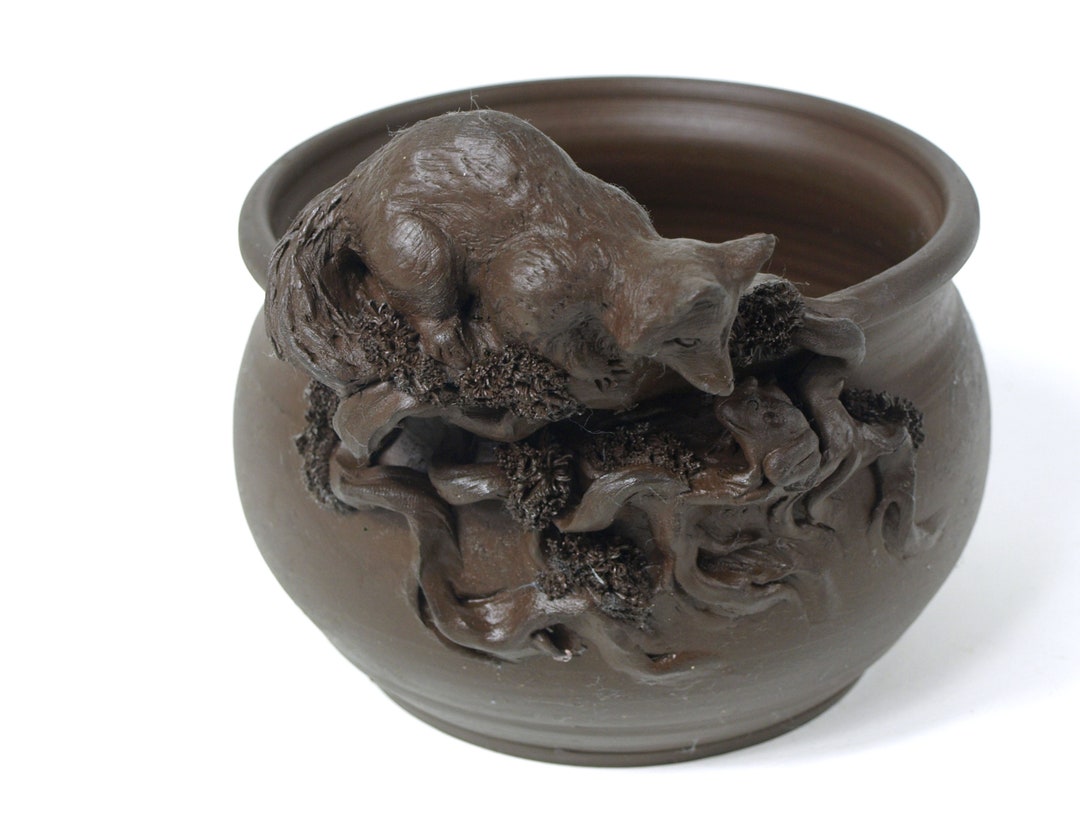 Vintage Joan Gale Swamp Fox Pottery Bowl W/ Fox & Frog Detail Crafted ...