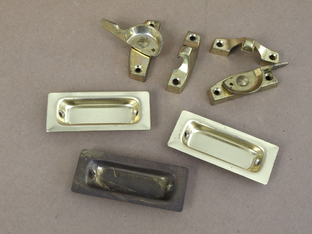 Vintage Brass Window Locks With Latch Keepers and Sash Lifts 1962 Lot ...