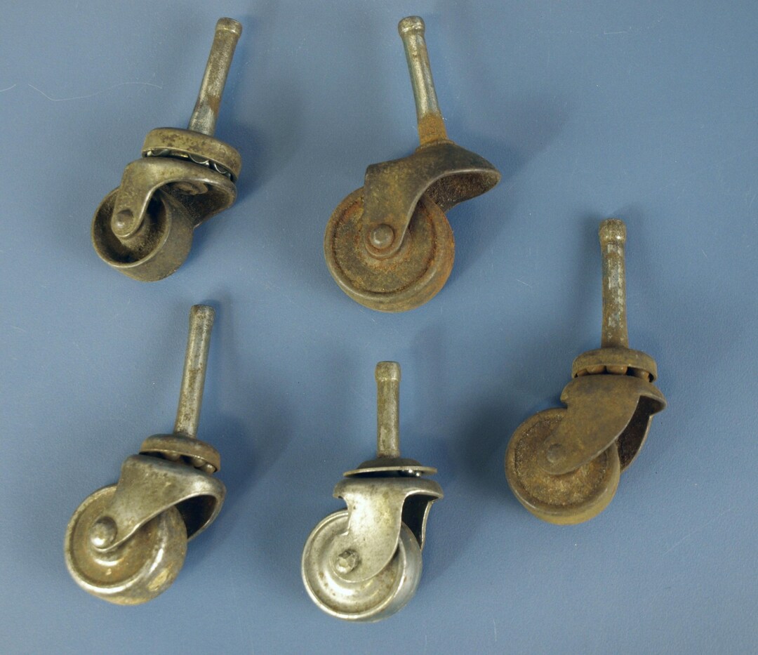 Vintage Caster Wheels With Stems Lot of 5 - Various Sizes - Furniture ...