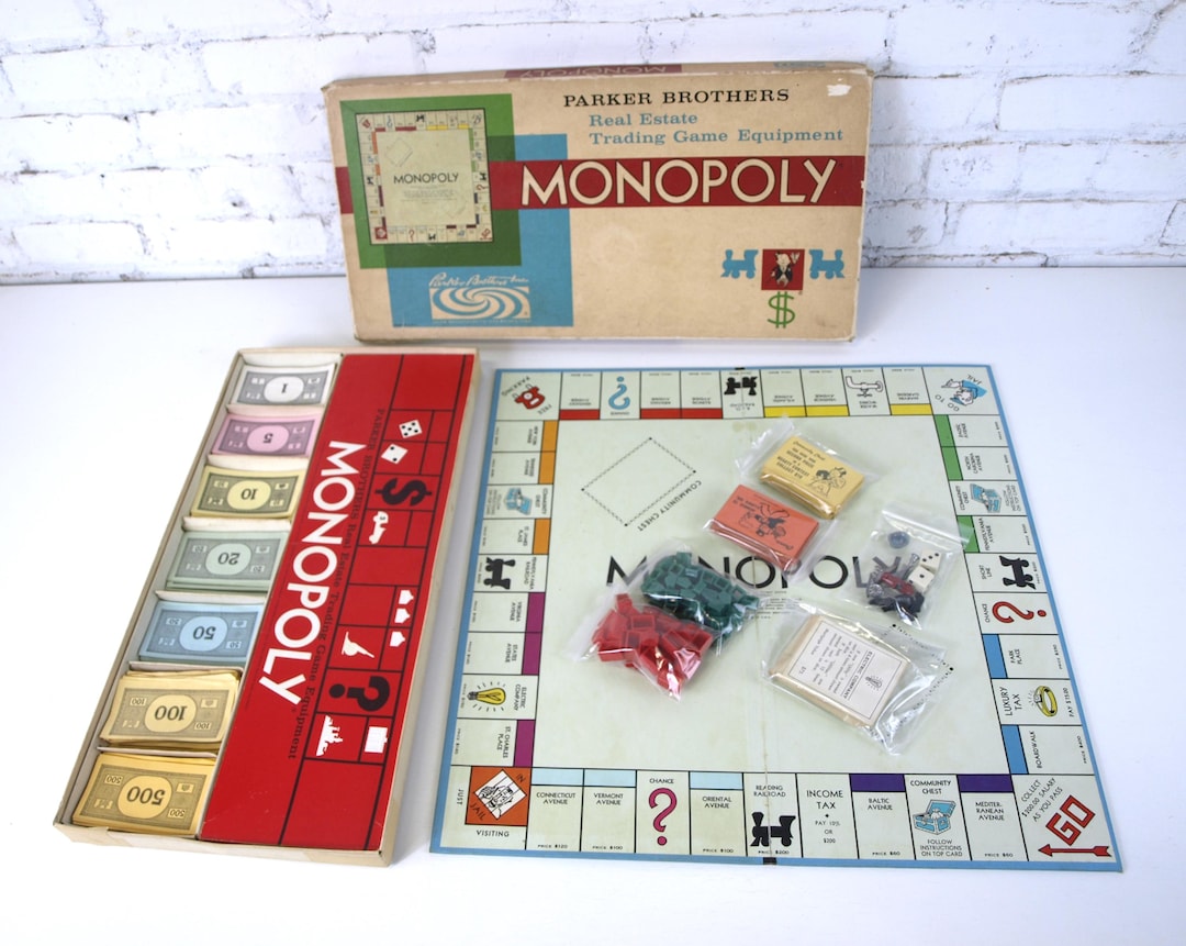 1961 Monopoly, Parker Brothers Real Estate Trading Game - Game COMPLETE ...