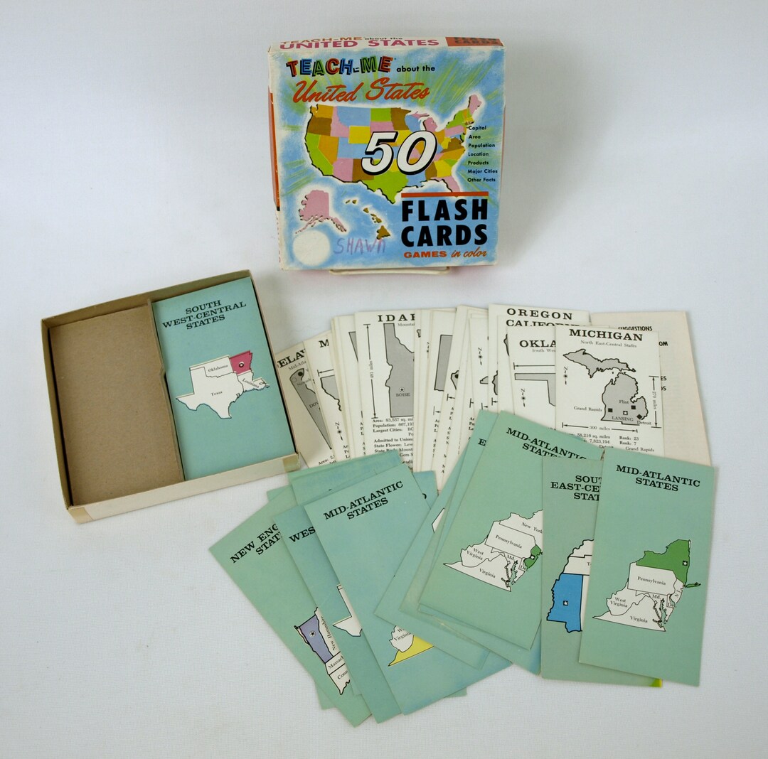 Vintage Renwal "teach-me About the United States" Flash Card Game, C ...