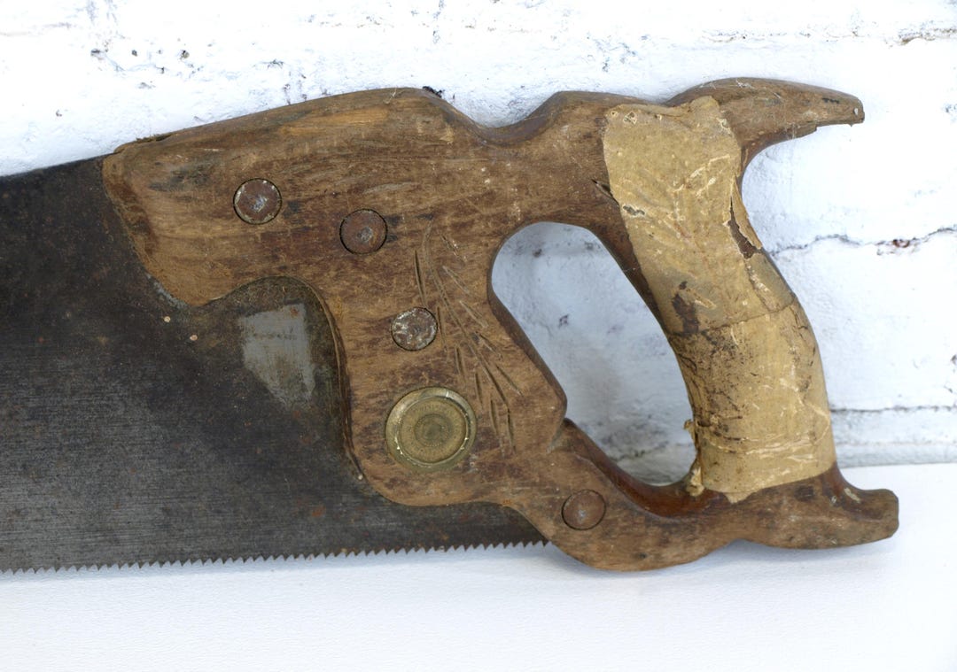 Vintage H Disston & Sons Phila Crosscut Hand Saw With Carved Wood ...