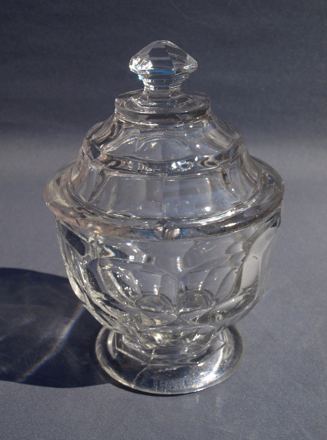 Antique EAPG Flint Glass Ashburton Pattern Covered Sugar Bowl 7 1/4 ...