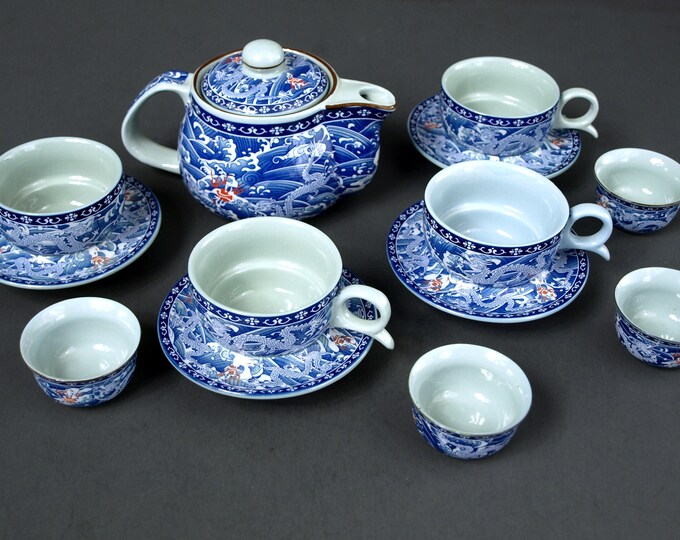 Vintage Japanese Sake and Tea Set - Teapot With Lid and Metal Strainer ...