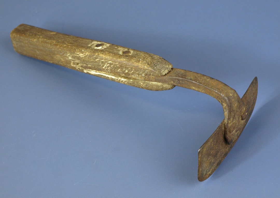 Antique Primitive Hand Forged Short Handled Half Hoe Garden Tool W ...