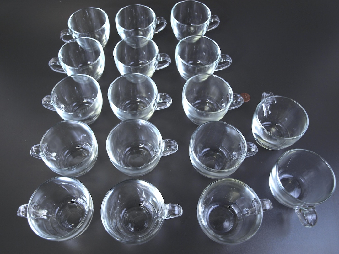 Clear Glass Punch Cups / Coffee Espresso Mugs - Large Lot of 17 - Near ...