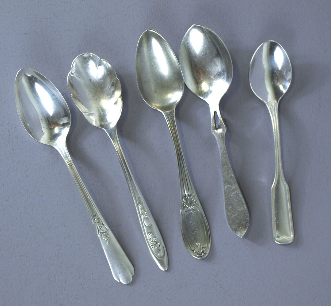 Antique Silver Plated Spoon Collection, Circa 1800-1930's - 5 Spoons ...
