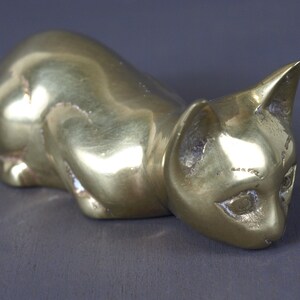 Vintage Brass Crouching Cat Front Profile Brass Pouncing Cat Sculpture ...
