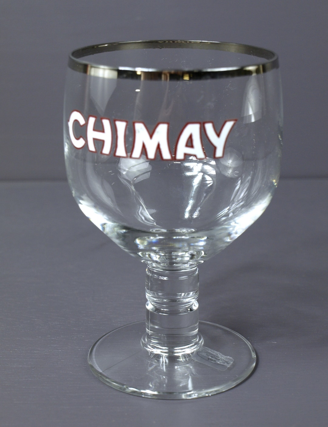 Vintage CHIMAY Ale Glass Silver Rimmed Goblet Made in Illinois Beer ...