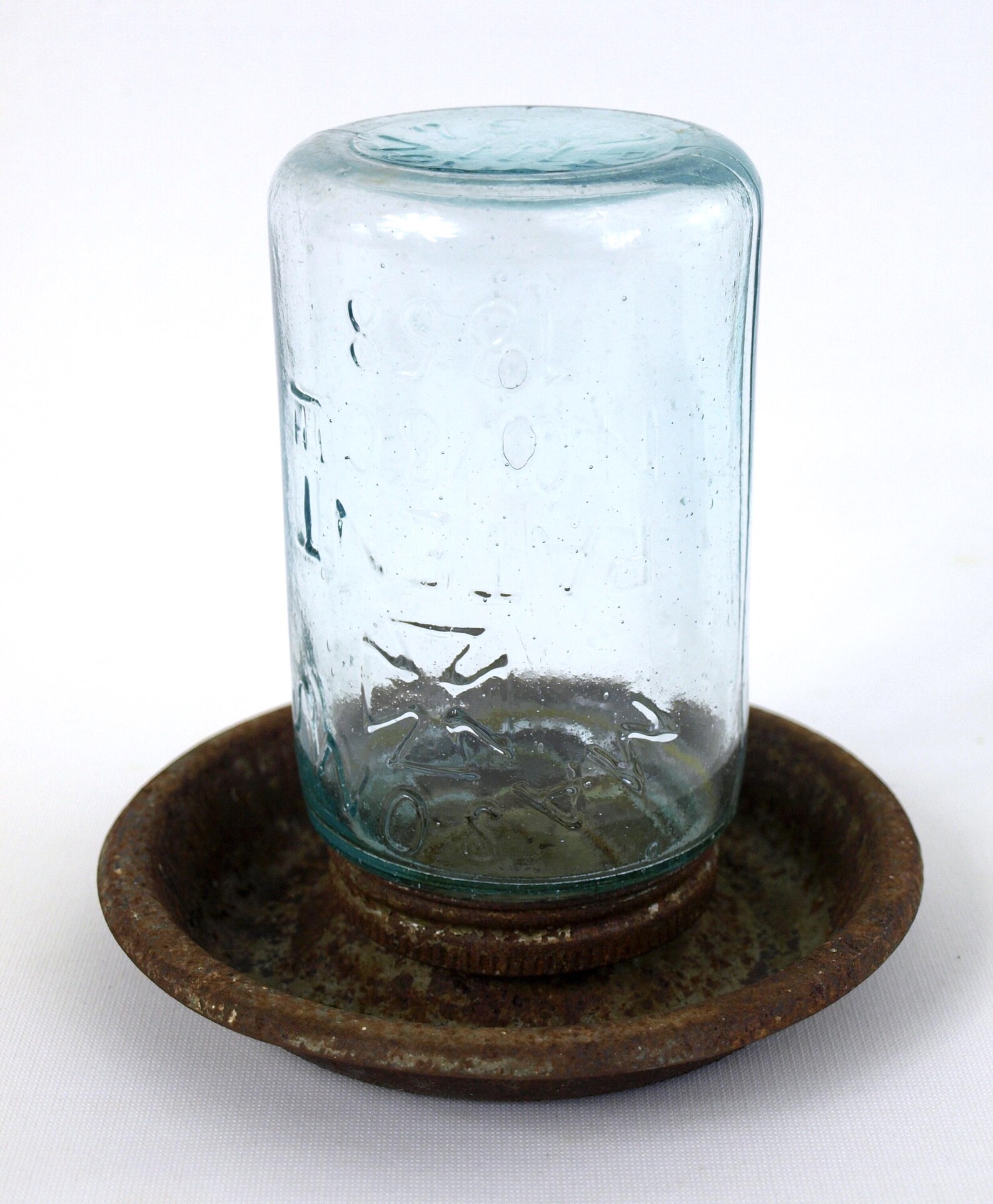 Antique Hero Maltese Cross Glass Works Aqua Mason Jar With Metal ...
