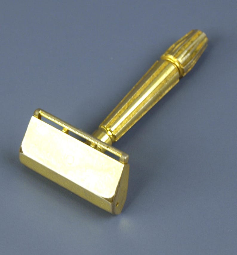 Vintage Gold Tone Safety Razors: 2 Gillette Aristrocrat C 40's, Gem ...