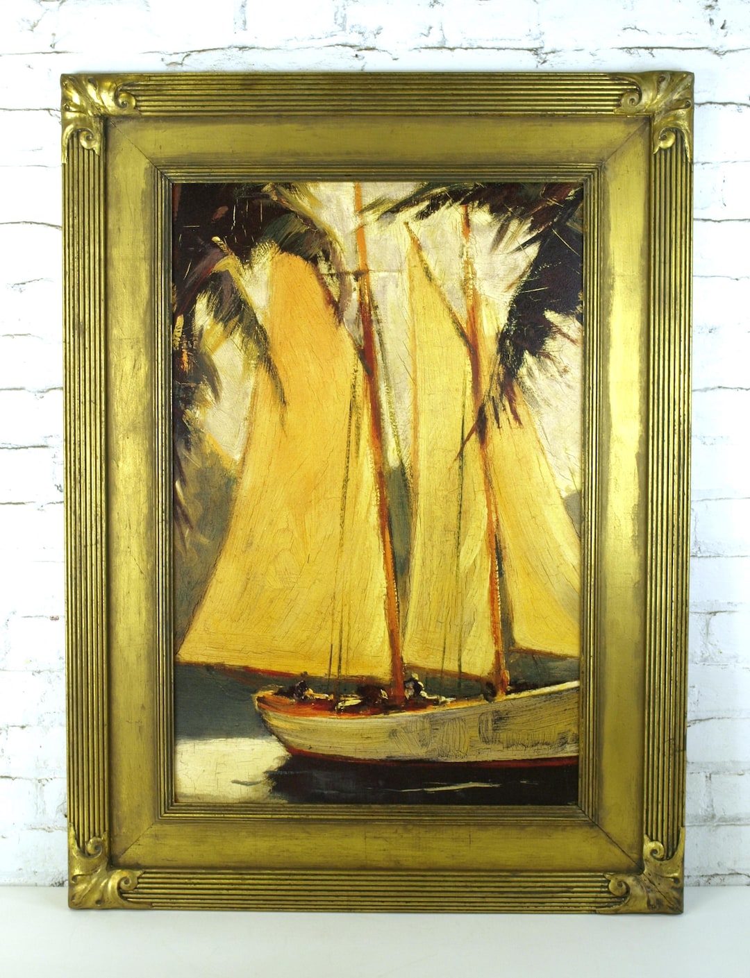 Frederick Alexander Pawla "sailboat, Santa Barbara," W/ Elaborate Gold ...