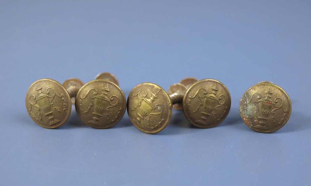 Antique Victorian Brass Drawer Pulls / Cabinet Knobs, Set of 5 - .75 ...