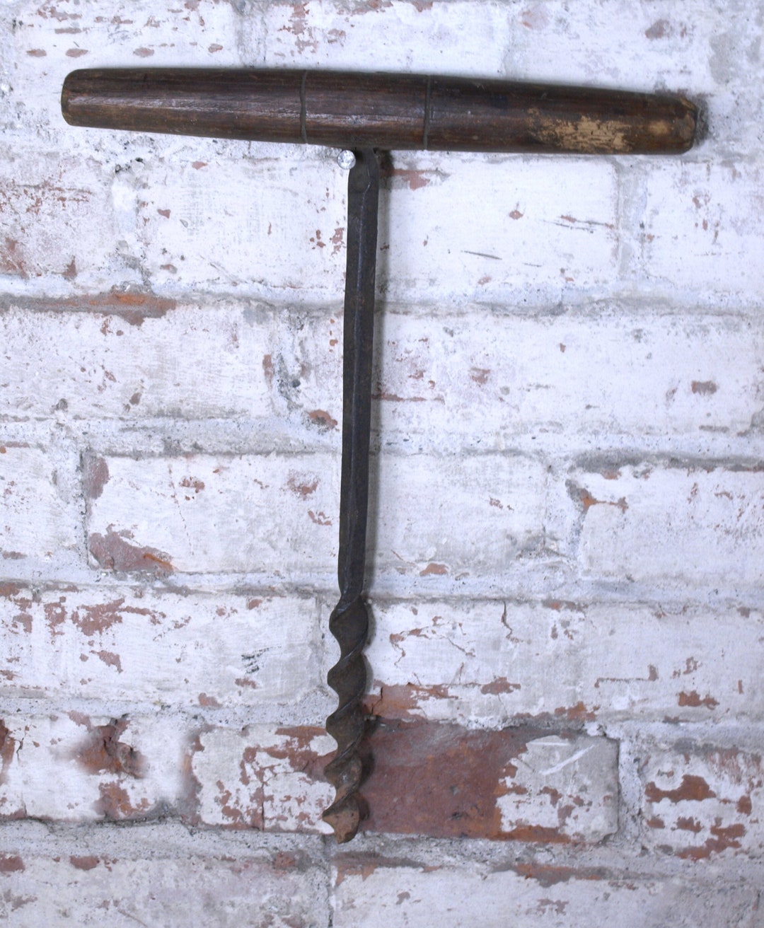 Antique Auger With Wrought Iron Drill Bit and Wood T Handle - 13" Long ...