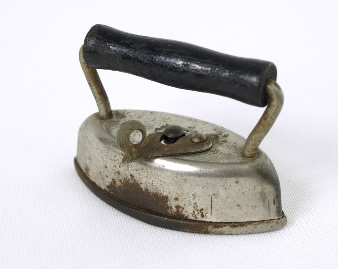 Antique Miniature Sad Iron W/ Wood Handle - Child's Toy or Salesman ...
